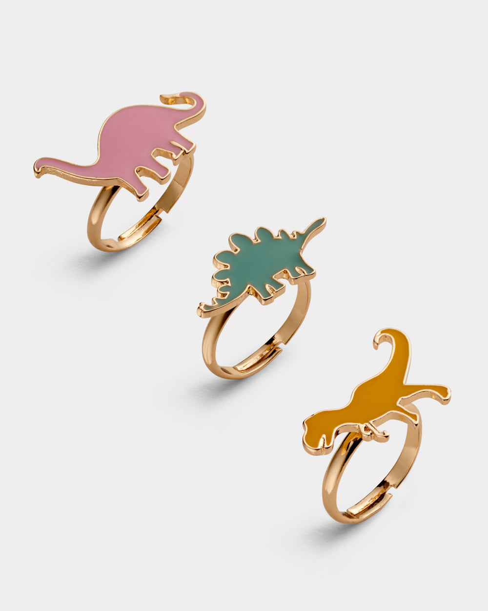 Girl s Pack of 3 She Rex Dinosaur Enamel Rings Adjustable Stych Stych Accessories