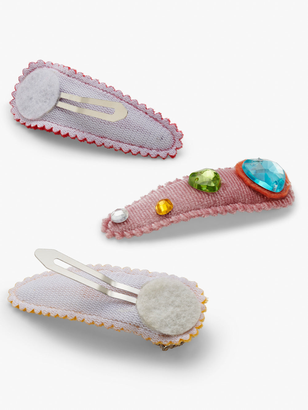 Kids 3 Pack Heart Jewel And Gem Velour Hair Clips Stych Stych Accessories